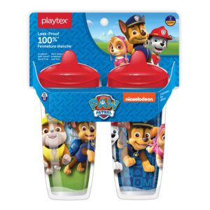 playtex sipsters stage 3 paw patrol spill-proof, leak-proof, break-proof spout cup for boys, 9 ounce - pack of 2, red