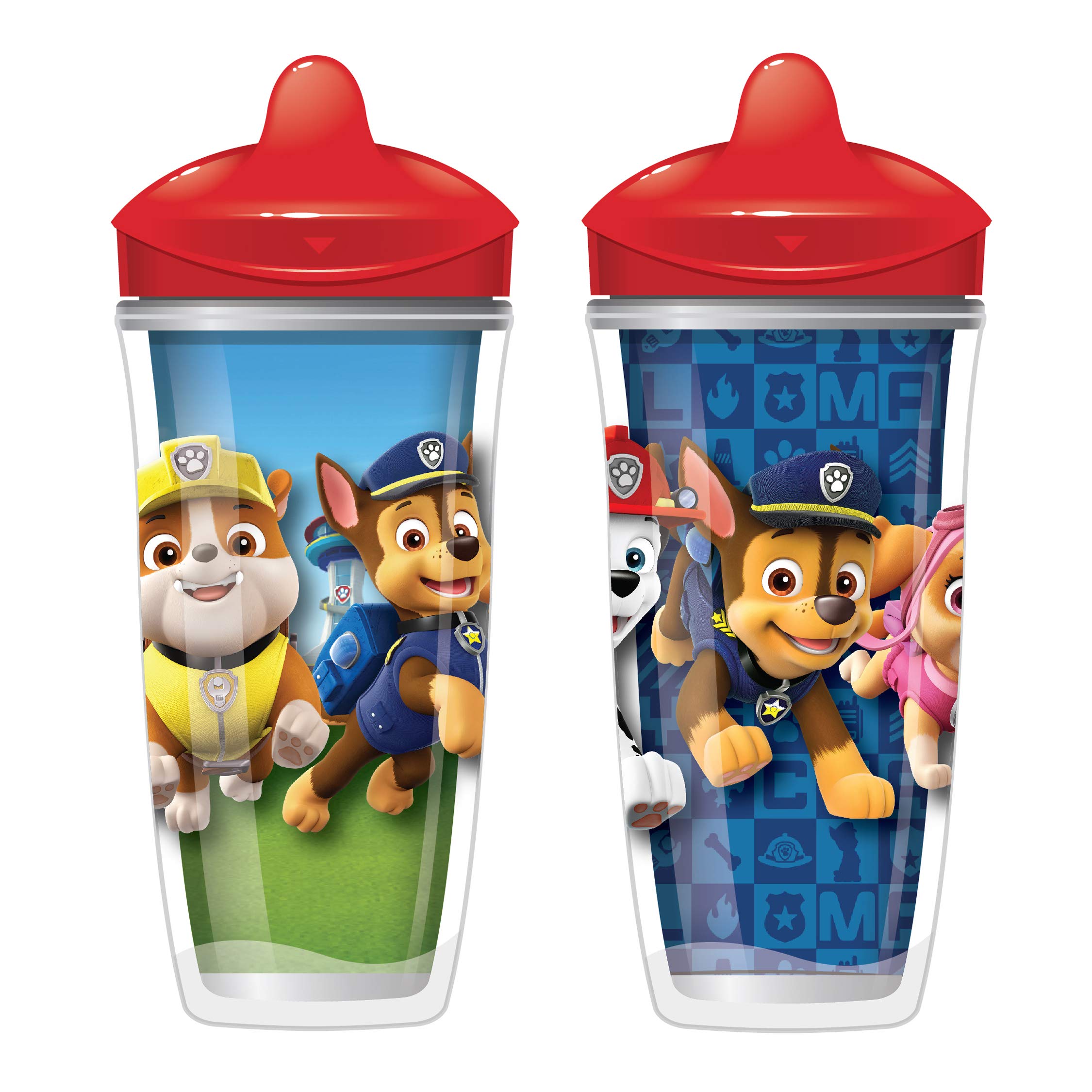 Playtex Sipsters Stage 3 Paw Patrol Spill-Proof, Leak-Proof, Break-Proof Spout Cup for Boys, 9 Ounce - Pack of 2, Red