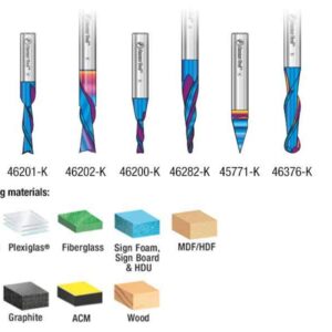 Amana Tool AMS-174 8-Pc General Purpose CNC Router Bit Collection in Wooden Box 1/4 Inch Shank