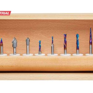 Amana Tool AMS-174 8-Pc General Purpose CNC Router Bit Collection in Wooden Box 1/4 Inch Shank