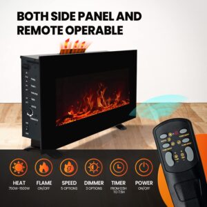 FLAME&SHADE Wall Mounted Electric Fireplace, 22-Inch Wide Flat Screen, Freestanding or Hanging Portable Room Heater with Remote