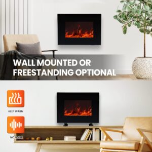 FLAME&SHADE Wall Mounted Electric Fireplace, 22-Inch Wide Flat Screen, Freestanding or Hanging Portable Room Heater with Remote