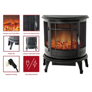 FLAME&SHADE Electric Fireplace Stove for Indoor use, 25 inch Portable Freestanding Space Heater with Remote