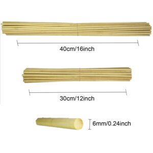 Fartime 12 Inch Long and 16 Inch Long Natural Blank Round Unfinished Bamboo Dowel Rods Craft Sticks Craft Projects,60 Pieces(0.24 Inch Diameter)