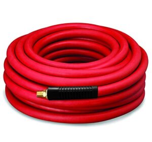 dp dynamic power rubber air hose 3/8" x 50' 300 psi red/black assembly with 1/4" male pipe thread fittings & bend restictors (red)…