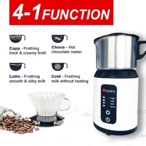 Casara Milk Frother and Steamer Machine, Warm and Cold Milk Foamer,Professional Frothing Standard,4-in-1 Functions,Dishwasher Safe,27oz Detachable Foam Maker for Latte,Cappuccinos,Hot Chocolate