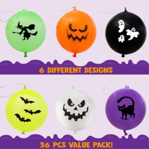 JOYIN 36 Pieces Halloween Punch Balloons for Halloween Punching Balloon Party Favor Supplies Decorations, Trick or Treat Toys, Halloween School Classroom Game