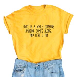 blackmyth women's graphic funny t shirt cute tops teen girl tees yellow small