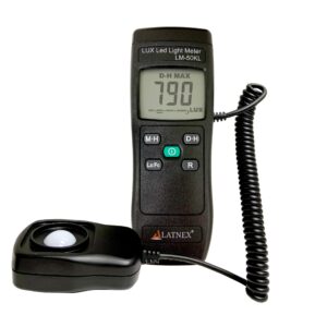 latnex light meter lm-50kl measures lux/fc - led/fluorescent, industrial, household, and photography - calibration certificate included