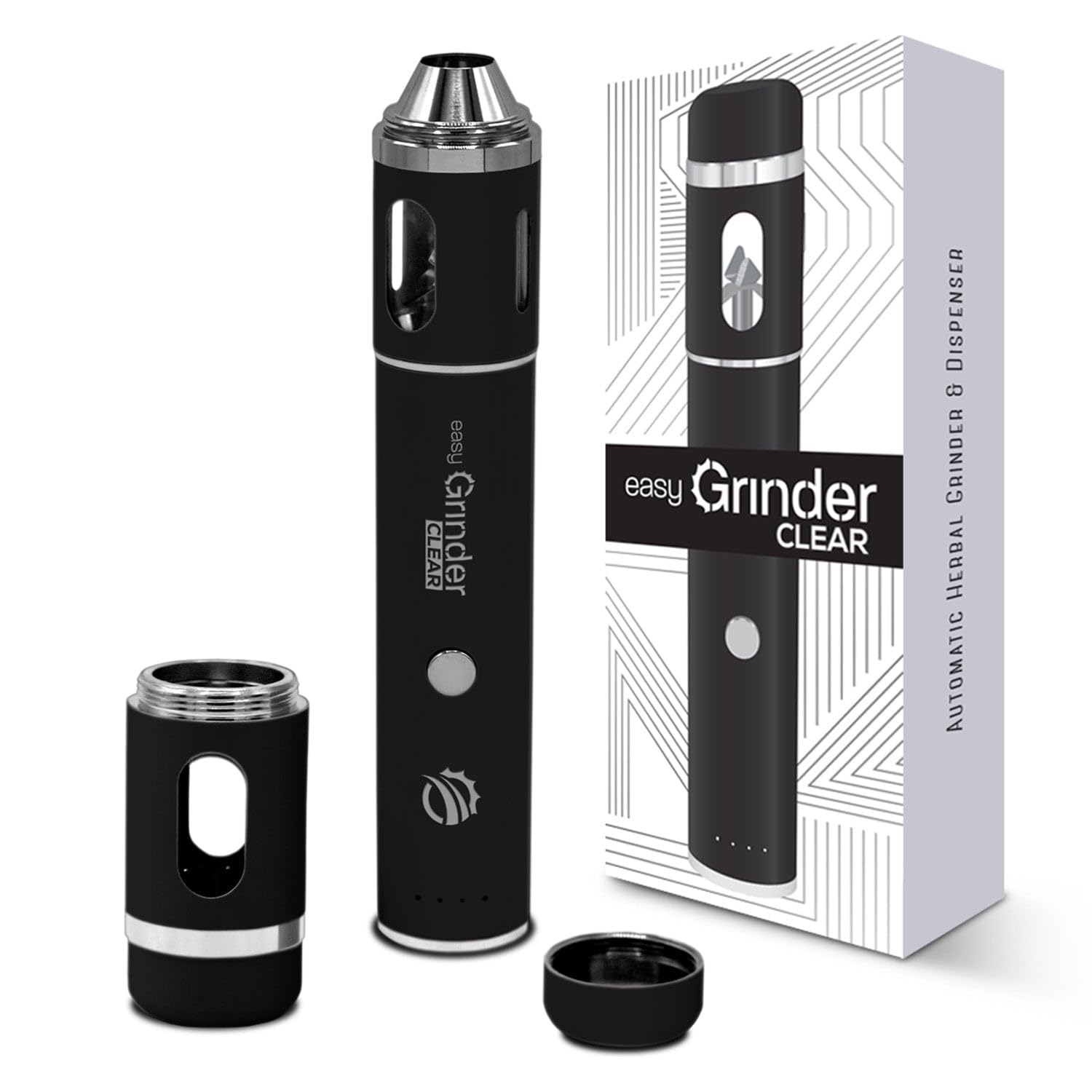 Easy Grinder Clear Glass Black Electric Herb Coffee Grinder Pollen Catcher Stainless Steel Blades