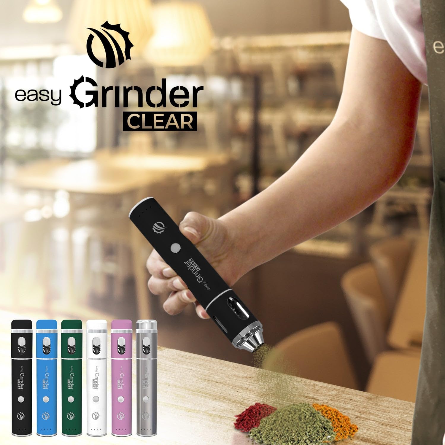 Easy Grinder Clear Glass Black Electric Herb Coffee Grinder Pollen Catcher Stainless Steel Blades