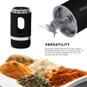 Easy Grinder Clear Glass Black Electric Herb Coffee Grinder Pollen Catcher Stainless Steel Blades