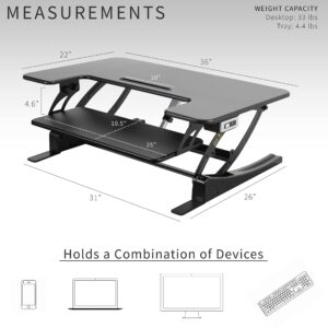 VIVO 36 inch Electric Height Adjustable Stand Up Desk Converter, VE Series, Sit to Stand Tabletop Dual Monitor Riser with USB Port, Black, DESK-V000VE