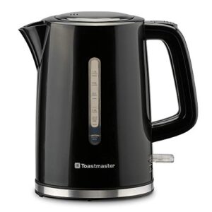 toastmaster electric kettle by select brands - cordless electric water boiler for coffee, tea & more - use this electric tea kettle in your kitchen or dorm - 1.7 liters, black