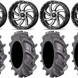 Bundle - 9 Items: MSA Mach Switch 18" Wheels 33" BKT AT 171 Tires [4x137 Bolt Pattern 12mmx1.5 Lug Kit]