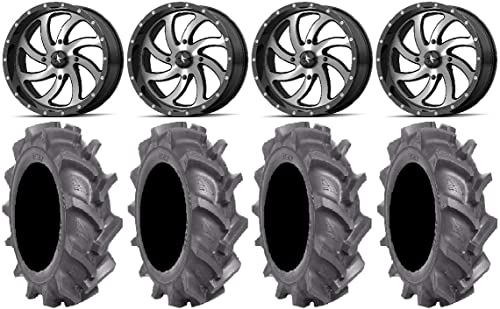 Bundle - 9 Items: MSA Mach Switch 18" Wheels 33" BKT AT 171 Tires [4x137 Bolt Pattern 12mmx1.5 Lug Kit]