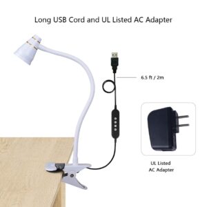 CeSunlight LED Clip Desk Lamp, Headboard Light with Strong Clamp, Bed Reading Light with 3000k-6500K Adjustable Color Temperature Options for Brighter Illumination (Milky White)