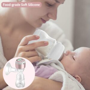 Portable Electric Breast Pump, YIHUNION Dual Use Single Baby Milk Pump Rechargeable Breastfeeding Pump with Adjustable Massage Suction Level and 10pcs Free Storage Bags