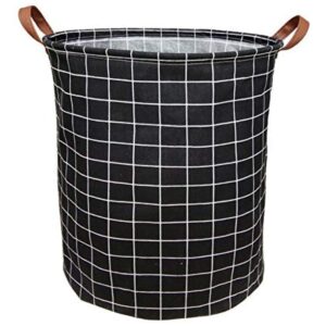 boohit cotton fabric storage bin,collapsible laundry basket-waterproof large storage baskets,toy organizer,home decor(black plaid)