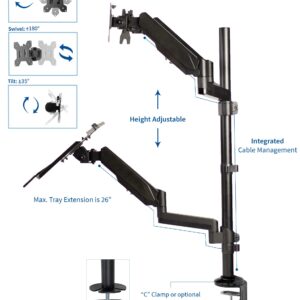 VIVO Black Dual Monitor Sit-Stand Height Adjustable Workstation, Standing Desk Mount with Pneumatic Spring, Holds 2 Screens up to 32 inches STAND-SIT2B