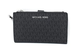 michael kors jet set double zip wristlet black pvc