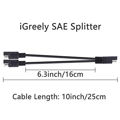 iGreely SAE DC Power Automotive Connector Cable Y Splitter 1 to 2 SAE Extension Cable 18AWG 10inch/25cm