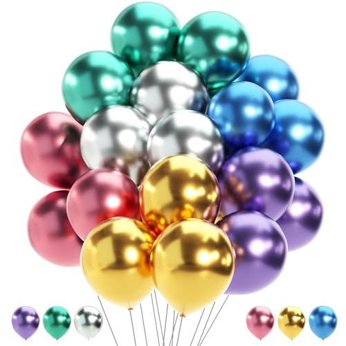 Party Balloons 12inch 50pcs Assorted Color Metallic Latex Balloons Birthday Helium Balloons