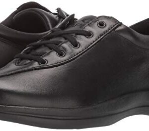 Apex Women's Liv Leather Lace-Up Black Sneaker, 8.5 X-Wide