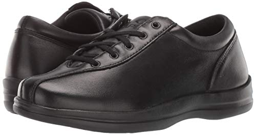 Apex Women's Liv Leather Lace-Up Black Sneaker, 8.5 X-Wide