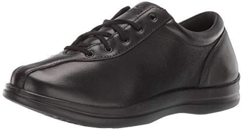 Apex Women's Liv Leather Lace-Up Black Sneaker, 8.5 X-Wide