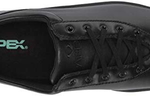 Apex Women's Liv Leather Lace-Up Black Sneaker, 8.5 X-Wide