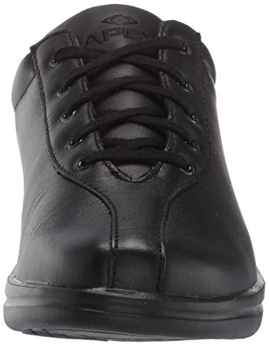 Apex Women's Liv Leather Lace-Up Black Sneaker, 8.5 X-Wide