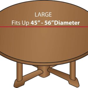 Covers For The Home Deluxe Elastic Edged Flannel Backed Vinyl Fitted Table Cover - All-Over Leaves Pattern - Large Round - Fits Tables up to 45" - 56" Diameter