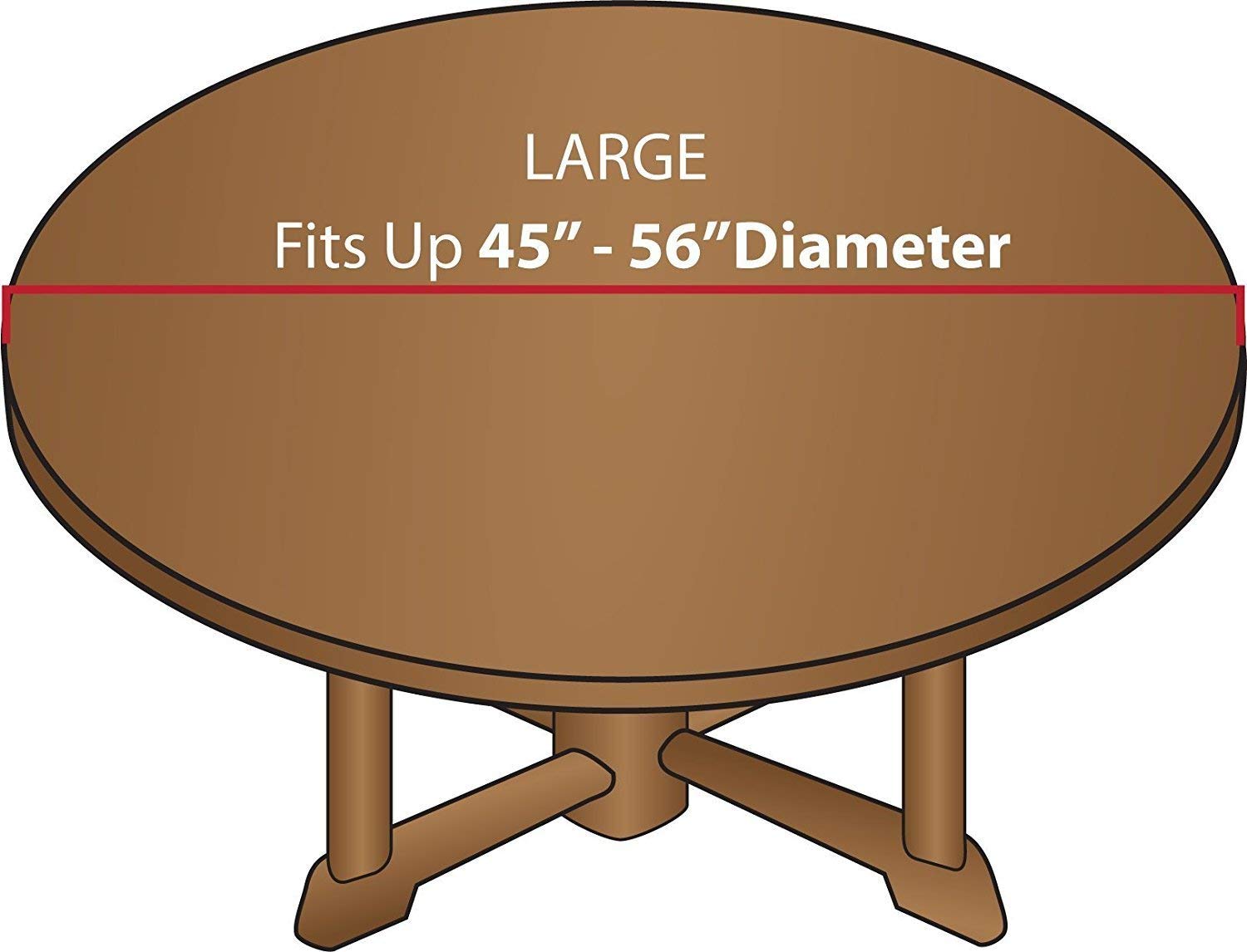 Covers For The Home Deluxe Elastic Edged Flannel Backed Vinyl Fitted Table Cover - All-Over Leaves Pattern - Large Round - Fits Tables up to 45" - 56" Diameter