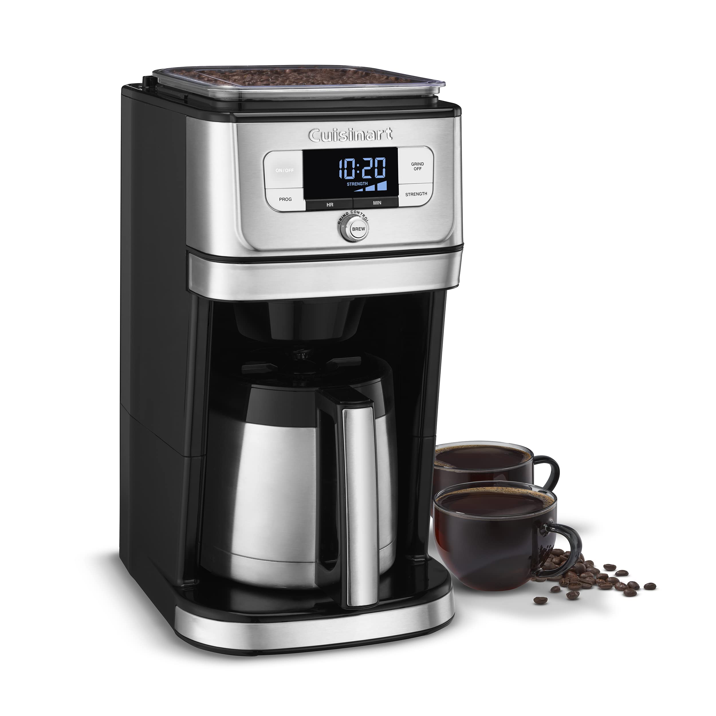 Cuisinart DGB-850 Burr Grind & Brew 10-Cup Coffeemaker with Thermal Carafe, Black/Stainless Steel, Silver