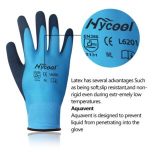 DS Safety L6201 Waterproof Work Gloves 15 Gauge Hycool Grip Men's Working Gloves Double Coated Nylon Gloves with Comfortable Latex Foam for Multipurpose Use 1 Pair(M)