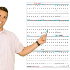 JJH Planners - Laminated - 24" X 36" Large 2024 Erasable Wall Calendar - Vertical 12 Month Yearly Annual Planner (24v-24x36)