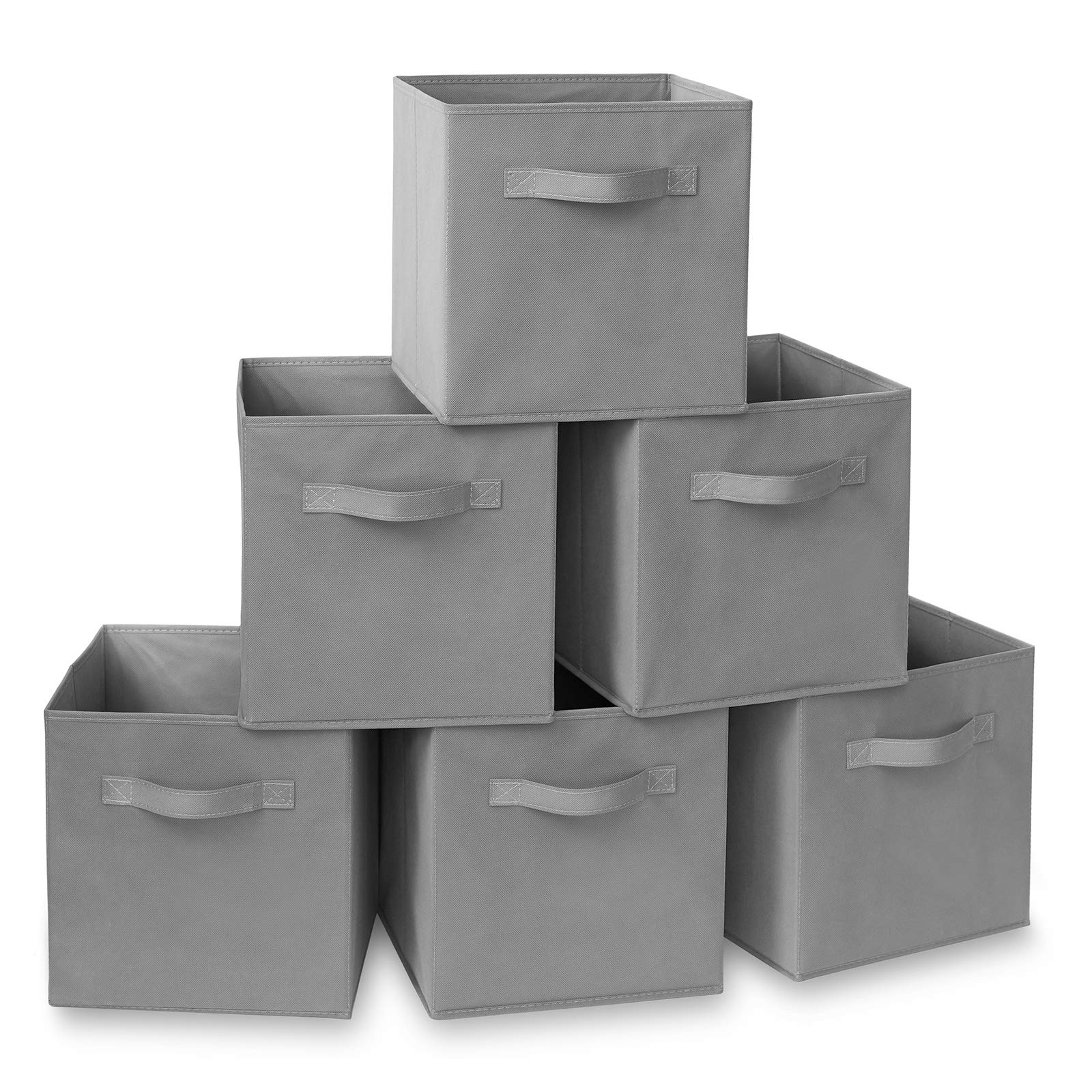 Casafield Set of 6 Collapsible Fabric Cube Storage Bins, Gray - 11" Foldable Cloth Baskets for Shelves, Cubby Organizers & More