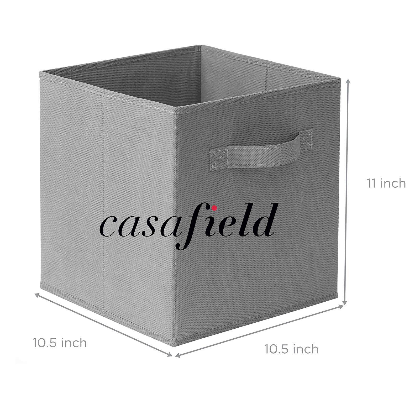 Casafield Set of 6 Collapsible Fabric Cube Storage Bins, Gray - 11" Foldable Cloth Baskets for Shelves, Cubby Organizers & More