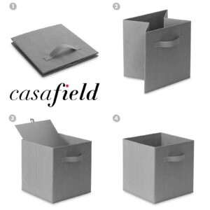 Casafield Set of 6 Collapsible Fabric Cube Storage Bins, Gray - 11" Foldable Cloth Baskets for Shelves, Cubby Organizers & More