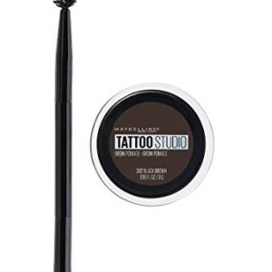 Maybelline TattooStudio Brow Pomade Long Lasting, Buildable, Eyebrow Makeup, Black Brown, 1 Count