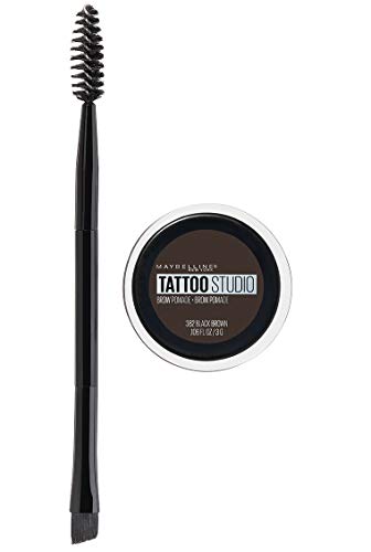 Maybelline TattooStudio Brow Pomade Long Lasting, Buildable, Eyebrow Makeup, Black Brown, 1 Count