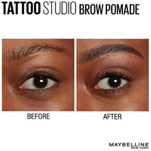 Maybelline TattooStudio Brow Pomade Long Lasting, Buildable, Eyebrow Makeup, Black Brown, 1 Count