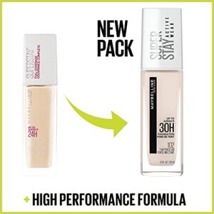 Maybelline Super Stay Full Coverage Liquid Foundation Active Wear Makeup, Up to 30Hr Wear, Transfer, Sweat & Water Resistant, Matte Finish, Light Beige, 1 Count