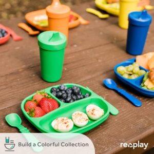 Re-Play - 4 Pack 7.37" Divided Plates with Deep Sides for Baby, Toddler & Child Feeding - BPA Free - Made in USA from Recycled Milk Jugs - Princess