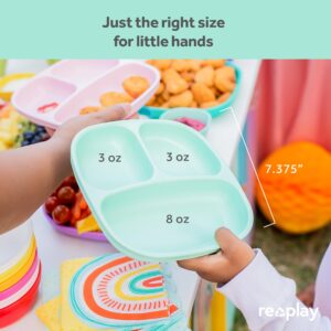 Re-Play - 4 Pack 7.37" Divided Plates with Deep Sides for Baby, Toddler & Child Feeding - BPA Free - Made in USA from Recycled Milk Jugs - Princess