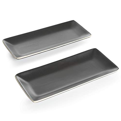 Gibson Soho Lounge Soho Lounge Dinnerware, (2) Platter Set, Matte Black