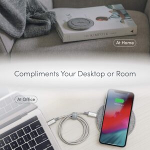 Moshi Otto Q Wireless Charger, Qi-Certified, Soft Textured Fabric, Fast Wireless Charging 15W Max Compatible with Galaxy 21, iPhone 12, iPhone 11, AirPods Pro, Note, Pixel (No AC Adapter)