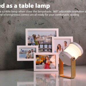 Rechargeable Portable Folding LED Lantern Lamp, WYNK Battery Operated Reading Light Table Lamp Outdoor Lamp Desk Lamp, Dimmable Multifunctional Night Light, Bedside Lamp for Bedroom