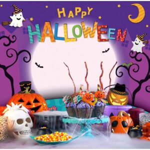 WOLADA 7x5FT Cartoon Halloween Photo Backdrop Pumpkin Moon Photography Backdrops Halloween Party Banner Trick or Treat Backdrop Halloween Decoration Kids Halloween Party Photography Backdrop 11131